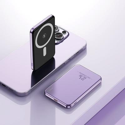 Cina 5000mAh Ultra-Slim Magnetic Wireless Power Bank in alluminio, ricarica veloce, logo personalizzato in vendita