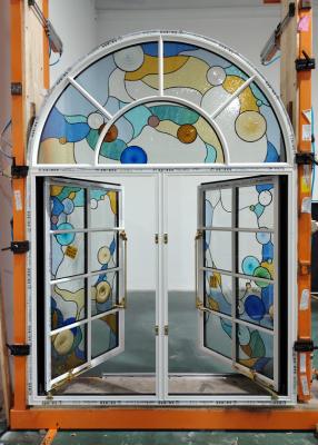 China Balcony with broken bridge aluminum windows paired with painted glass for sale