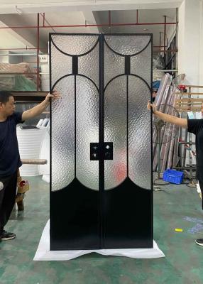 China French Vintage Door with 6063-T5 Aluminum Alloy Frame and 8mm Tempered Art Glass in Ultra-Narrow Design for sale