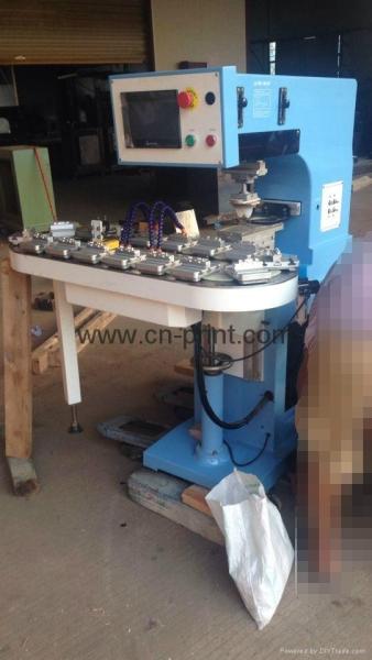 Quality PLC 1- Color Sealed Ink Cup pad printing machine with conveyor and unloadingl for sale