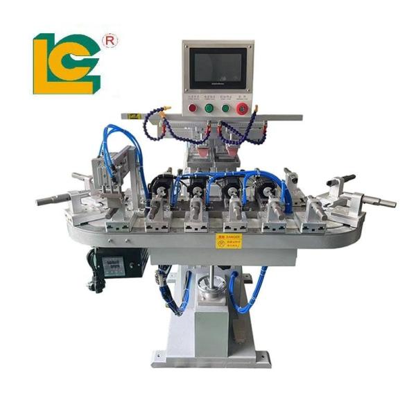 Quality 2-color open ink well pad printing machine with conveyor with rotary system for sale
