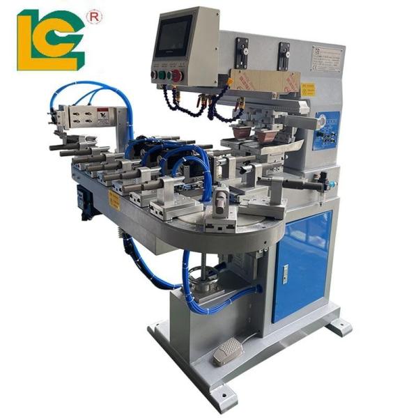 Quality 2-color open ink well pad printing machine with conveyor with rotary system for sale