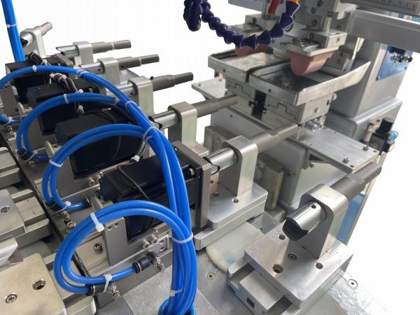 Quality 2-color open ink well pad printing machine with conveyor with rotary system for sale