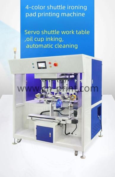 Quality Ironing four color servo rotary shuttle pad printing machine for sale