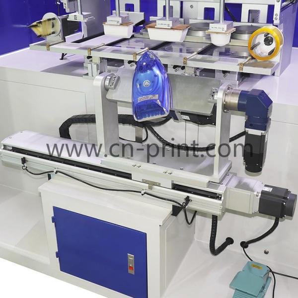 Quality Ironing four color servo rotary shuttle pad printing machine for sale