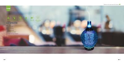 China New Product Popular Glass Natural Essential Oil Diffuser Color Changing Super Decorative Glass Humidifier GK-RY32D for sale