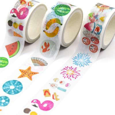 Cina Custom Print Colored Decoration Adhesive Paper Waterproof Masking Washi Tapes in vendita