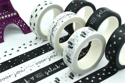 Cina 65g bianco nero che maschera il nastro di Washi per abbellimento in vendita