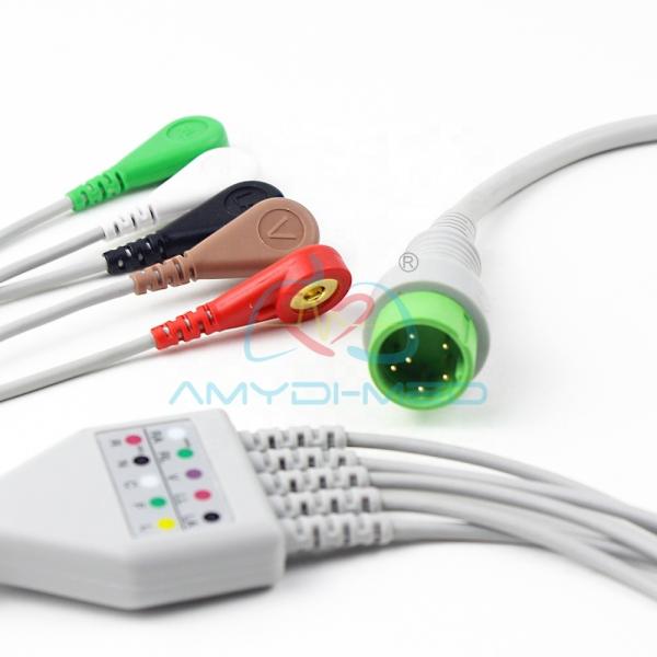 Quality Hwatime Ecg Cables And Leadwires 6 Pin Medical 3.3 meters Ecg Cable 5 Lead for sale