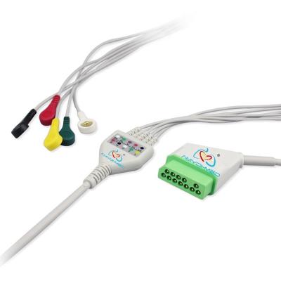 China Quick Connect Ge 5 Lead Ecg Cable Non Interfering Material Safety Customization for sale