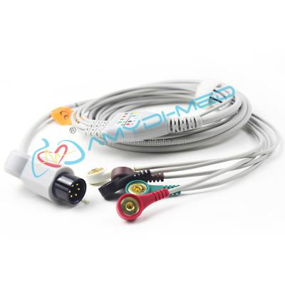 China 6-Pin 5-Lead for Compatible GE Medical  ECG Cable Grounding Connection Wire and Electrode Snaps for sale