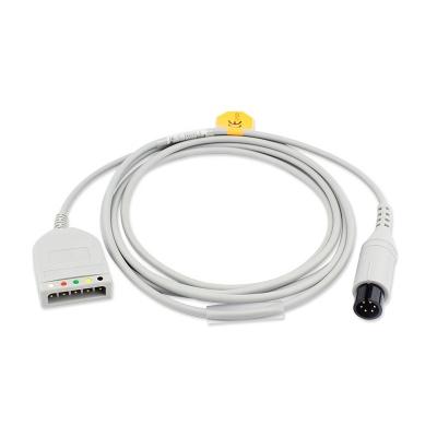 China Medical ECG Truck Cable 5 Lead Yoke Grey 3 Years TPU ECG Cable for Medical Materials Accessories for sale