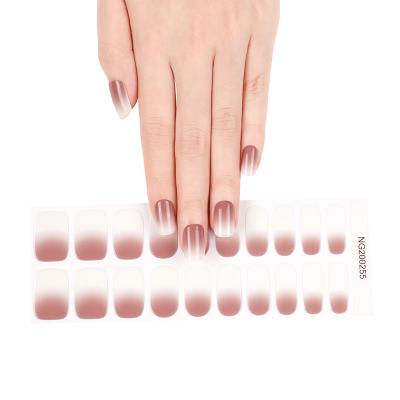 China Semi Transparent Gel Nail Sticker Semi Cured Strip Nude Look Waterproof Decal for Office Manicure for sale