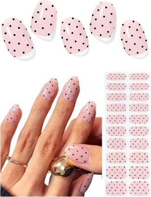 China Gel Nail Wraps Black Polka Dot Long Lasting Works With Any UV Lamps for sale
