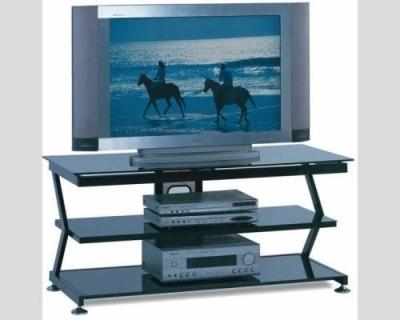 China OEM ODM TV Media Stand Ha-817 Simple Style Black Printed Tempered Glass for sale