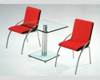 China Red Glass Furniture Table And Chairs , Glass Dining Table And Chairs Highly Stable for sale