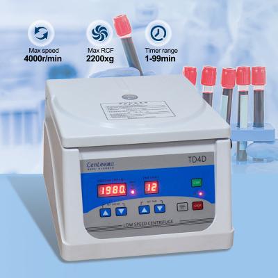TD4D Centrífuga de plasma de equipamento hospitalar com capacidade máxima de 160 ml e tubos rotores de 12 x 5 ml