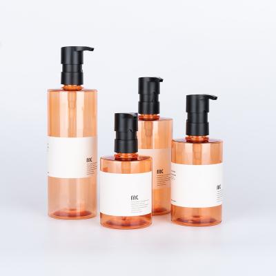 China 200ml 250ml 300ml 400ml Plastic PET Bottle Shampoo Bottle Round Bottle With Lotion Pump for sale
