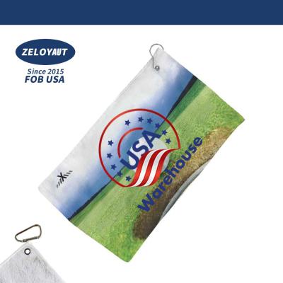 China Free Shipping USA Warehouse 100% Polyester Cotton Golf Towels Super Soft Solid Color Personalized Design Sublimation for sale