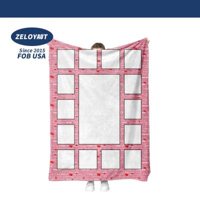 China ZELOYAUT 15-Panel Sublimation Love Style Printed Blanket Multiple Color 100% Polyester 50*60 Inch Personalized Velvet Throw for sale
