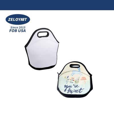 China Wholesale Sublimation Lunch Bags Custom Insulated Lunch Box Bag for Adult Heat Press Neoprene  Lunch Bag for Kids School Gifts for sale