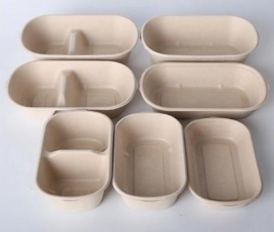 China Biodegradable Bamboo Pulp Food Container Microwaveable With Cover Safety for sale