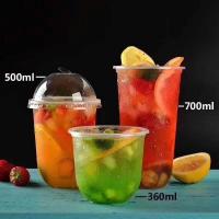 China Round Bottom Disposable PP Plastic Cups 360-1000ml U Shape Cold Drink Cups for sale