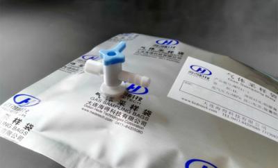 China Multi-layer film gas sampling bags with side-opening stopcock PC valve silicone septum 25L   port 1/4''  6.35mm for sale