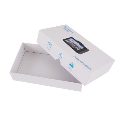 China Logo Custom Lid And Base Gift Box White Mobile Phone Packaging Boxes For Vehicle Recorder for sale