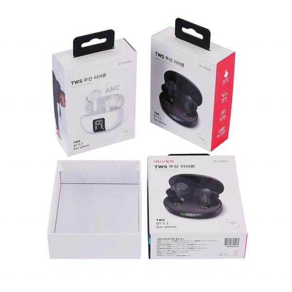 Quality Bluetooth Headphone Lid And Base Gift Box Recyclable Earphone Paper Box With Hook for sale