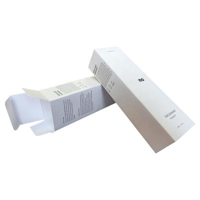 China Facial Cleanser Essence Liquid Packaging White Embossing Paper Boxes With Foil Stamping Skincare Box For Cosmetic Perfume for sale