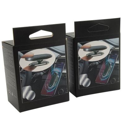 China Consumer Electronics Paper Box With Pvc Window Hanging Hollow Packaging Box  Rectangle Cardboard Boxes For Phone Holder for sale