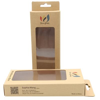 China High Strength Electronics Packaging Box Custom Logo Brown Kraft Paper Box With Clear Window for sale