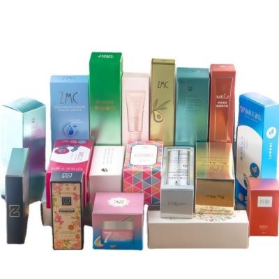 China Folding Coated Paper Packaging  Skin Care Beauty Products Pack Cosmetic Serum Perfume White Cardboard Paper Boxes for sale