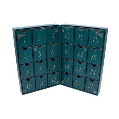 China Custom Advent Calendar Packaging , Cosmetic Magnetic Cardboard Box With 24 Drawers for sale