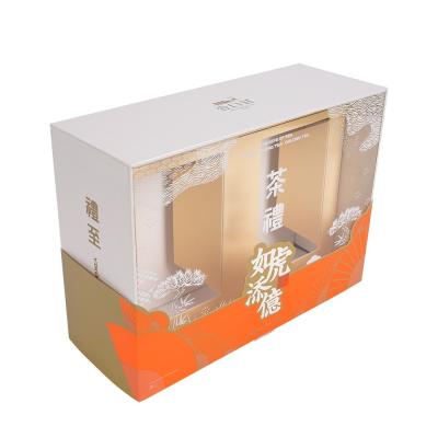 China Custom High Grade Tea Gift Box With Clear Pvc Window Printing Paper Box With Sleeve And Insert Packaging for sale