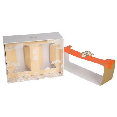 China Custom High Grade Tea Gift Box With Clear Pvc Window Printing Paper Box With Sleeve And Insert Packaging for sale