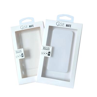 China Custom Cheap Mobile Phone Case Packaging Box With Pvc Window Printing Logo Recyclable Box for sale