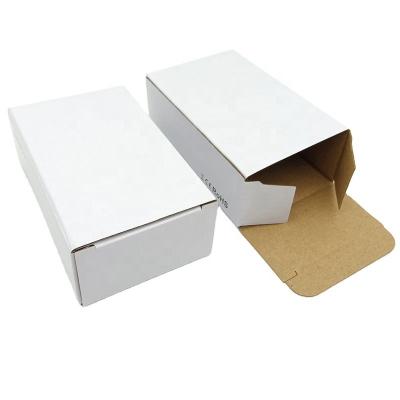 China Customized Product Packaging Small Corrugated Board Box Packaging Plain White Paper Box White  Cardboard Box With Balck Logo for sale
