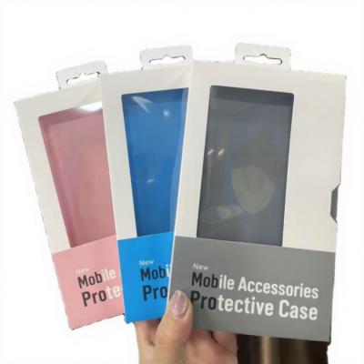 China Recycled Materials Phone Case Packaging Drawer Box with Embossing and Sponge Lining for Consumer Electronics for sale