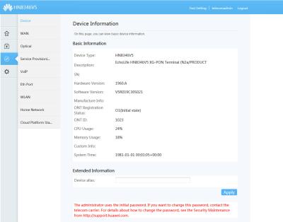 China Firmware ingleses da faixa dupla de HN8346V5 HUAWEI EPON Ontário 4GE 1POTS 2USB 2.4G 5G WiFi à venda