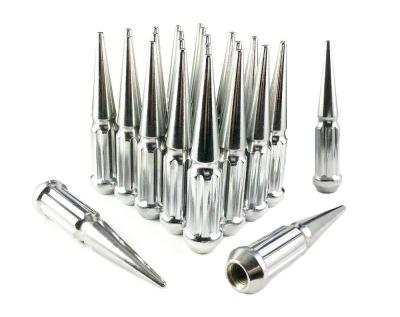 China Silver Chrome Wheel Lug Nuts Solid Construction Acorn 4.4 Inch Length for sale
