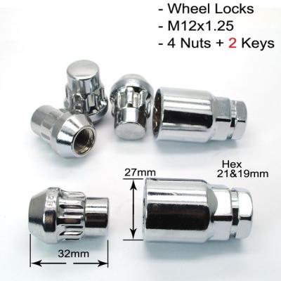 China 0.4 Kg Nissan Subaru Locking Wheel Nuts Silver Color With Conical Seat for sale