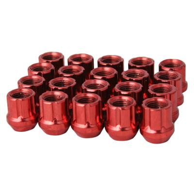 China Red Locking Wheel Nuts 12x1.25 , Cone Spline Lug Nuts Carbon Steel Material for sale