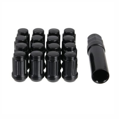 China Black Long Spline Atv Lug Nuts 19 Mm Hex Heat Treated Cold Forged Steel for sale