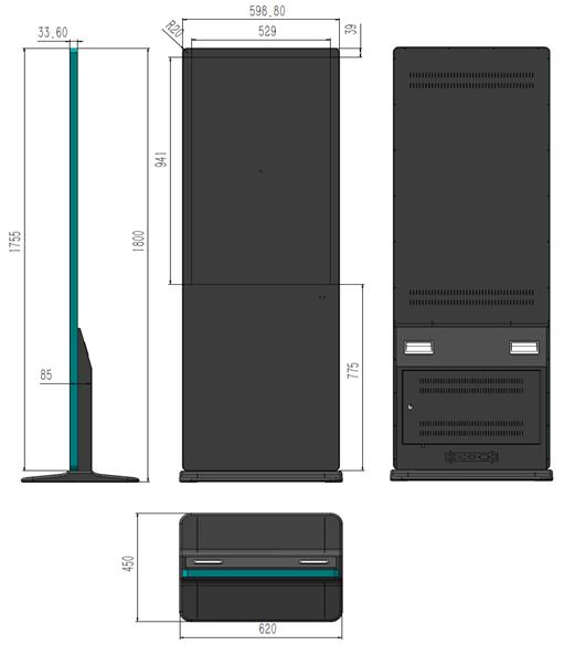 RK3188 digital signage kiosk front view