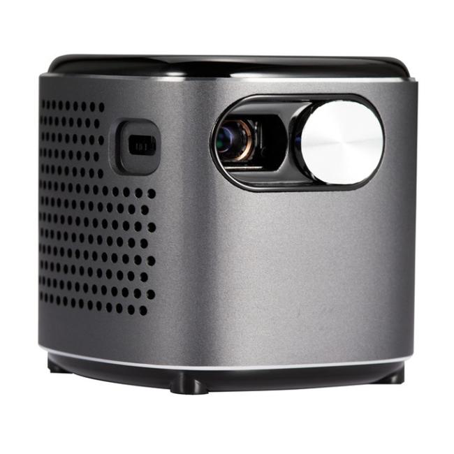 Compact DLP Mini Projector front view showing cube design