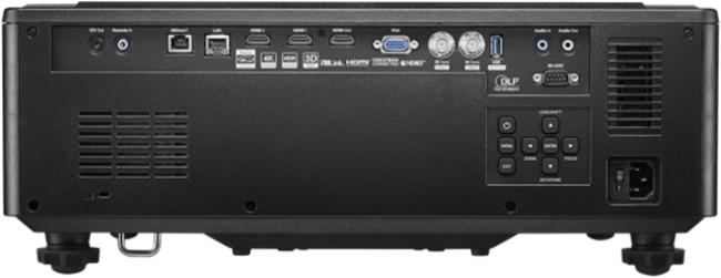 Close-up view of 12000lm Venue Projector with detailed lens and control features