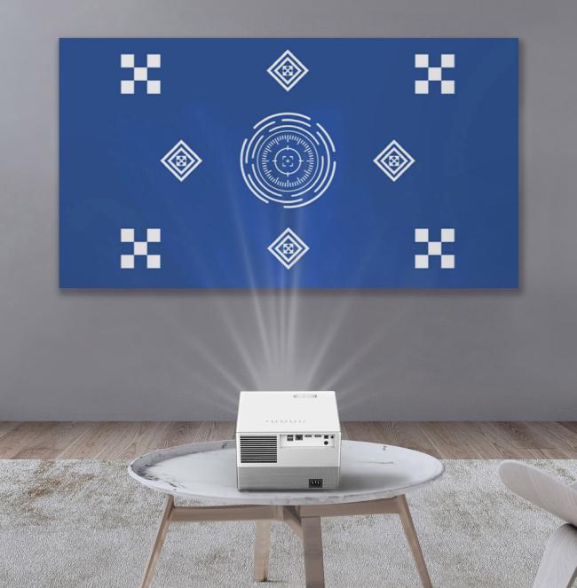 Adjustable HDR10 Movie DLP HD Projector showing sleek design and projection capabilities