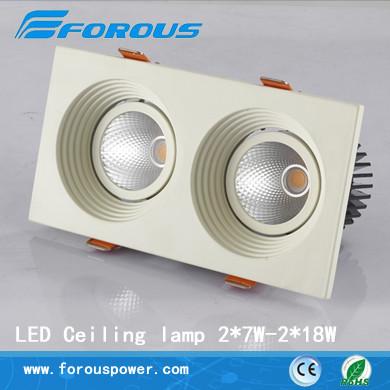 China Commercial household lighting double-headed deep glare LED grille lamp 2 * 10 w/2*18W for sale